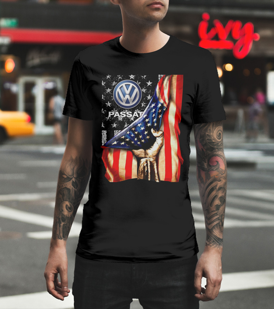 Volkswagen Passat American Flag Stars And Stripes Fist T-Shirt