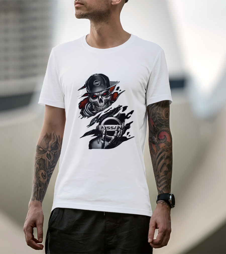 Nissan Navara Skeleton Graphic With Logo And Cap T-Shirt