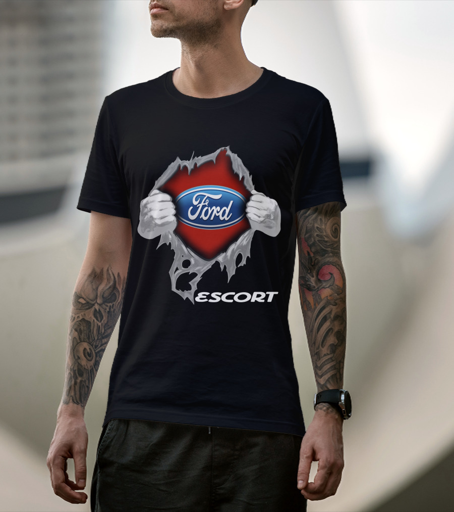 Ford Escort 01 Logo Display With Torn Effect T-Shirt