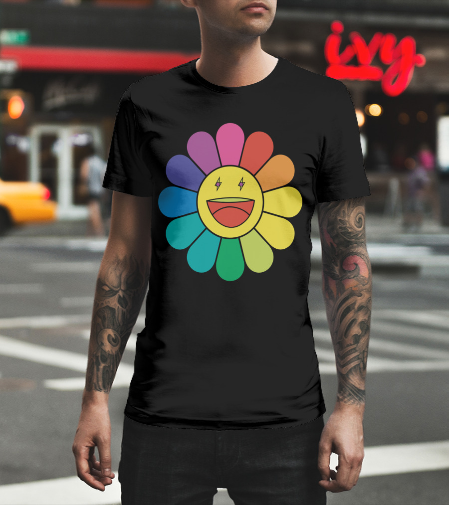 J Balvin Colores Rainbow Flower Smiley Face T-Shirt