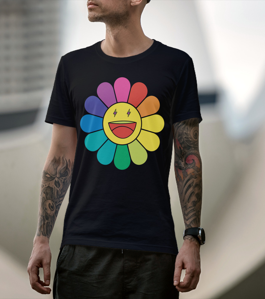 J Balvin Colores Rainbow Flower Smiley Face T-Shirt
