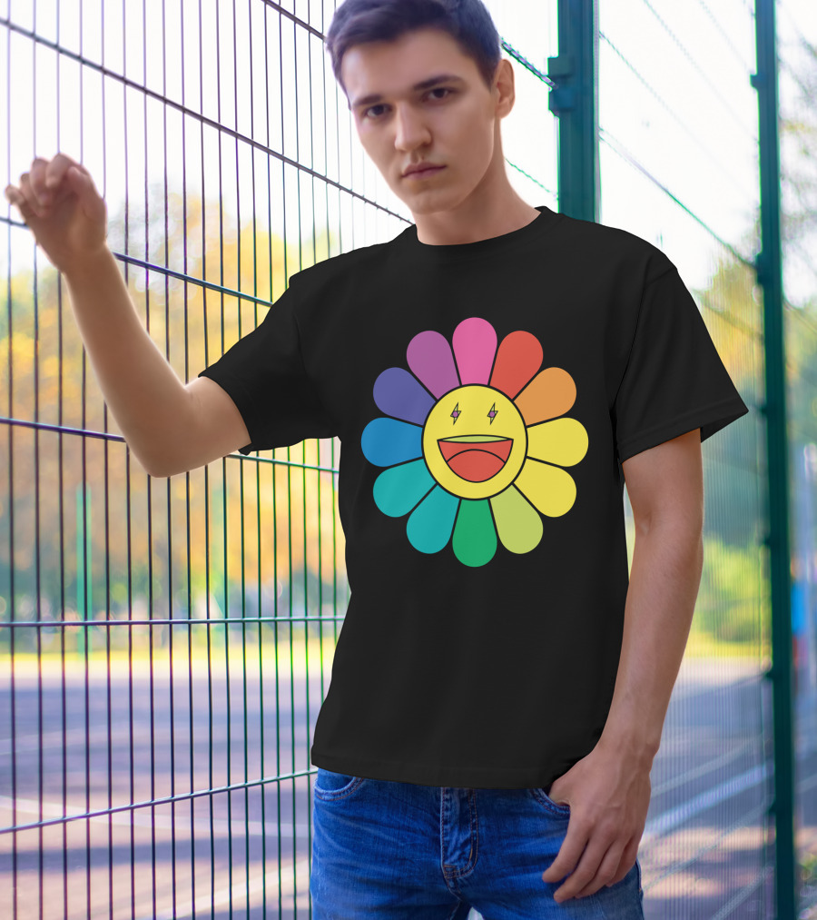 J Balvin Colores Rainbow Flower Smiley Face T-Shirt