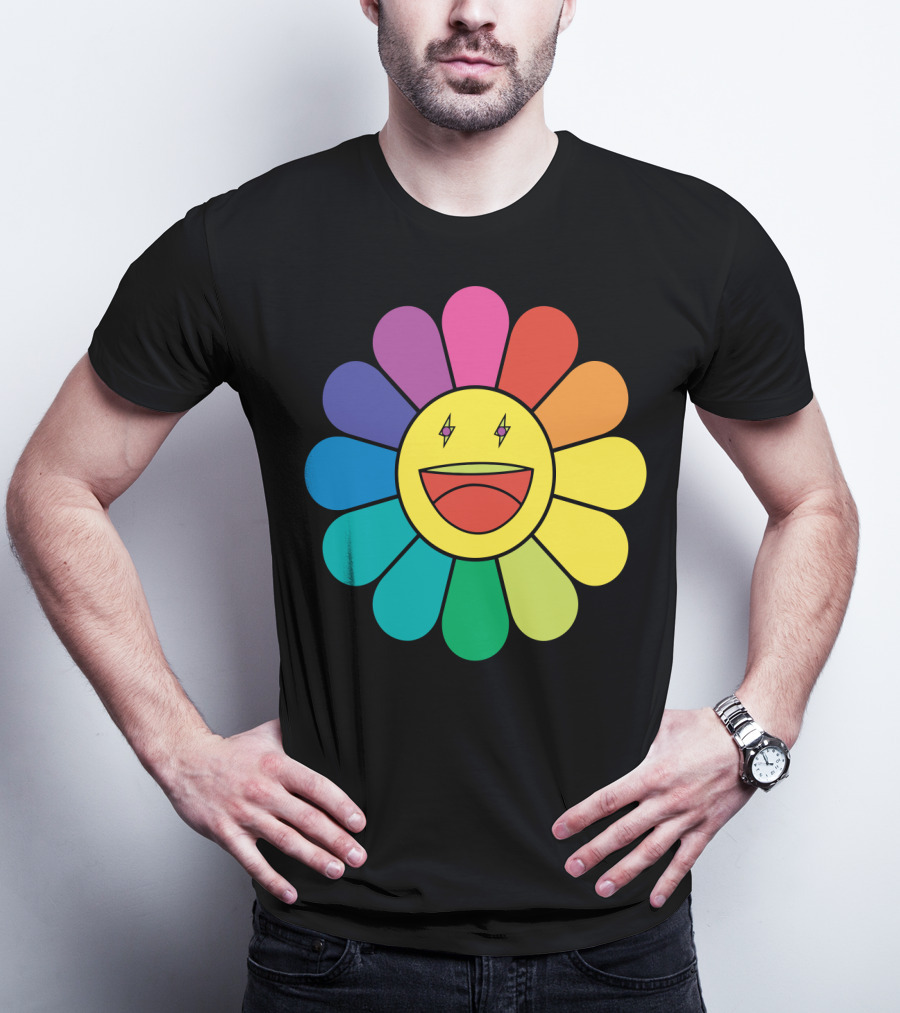 J Balvin Colores Rainbow Flower Smiley Face T-Shirt