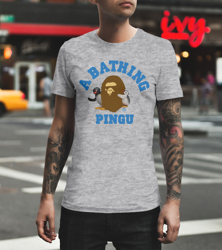 A Bathing Ape Pingu Collaboration Featuring Iconic Characters T-Shirt