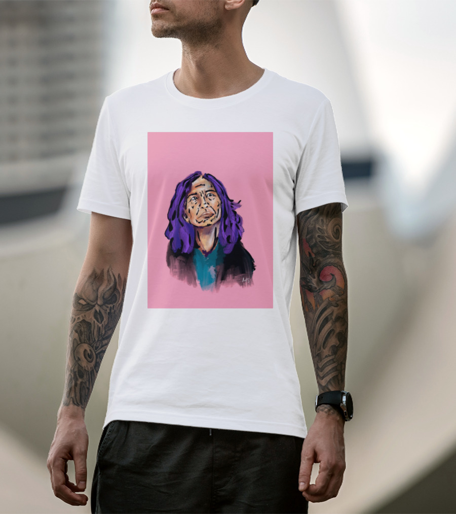 Emergency Fundraising Purple Haired Person On Pink Background T-Shirt