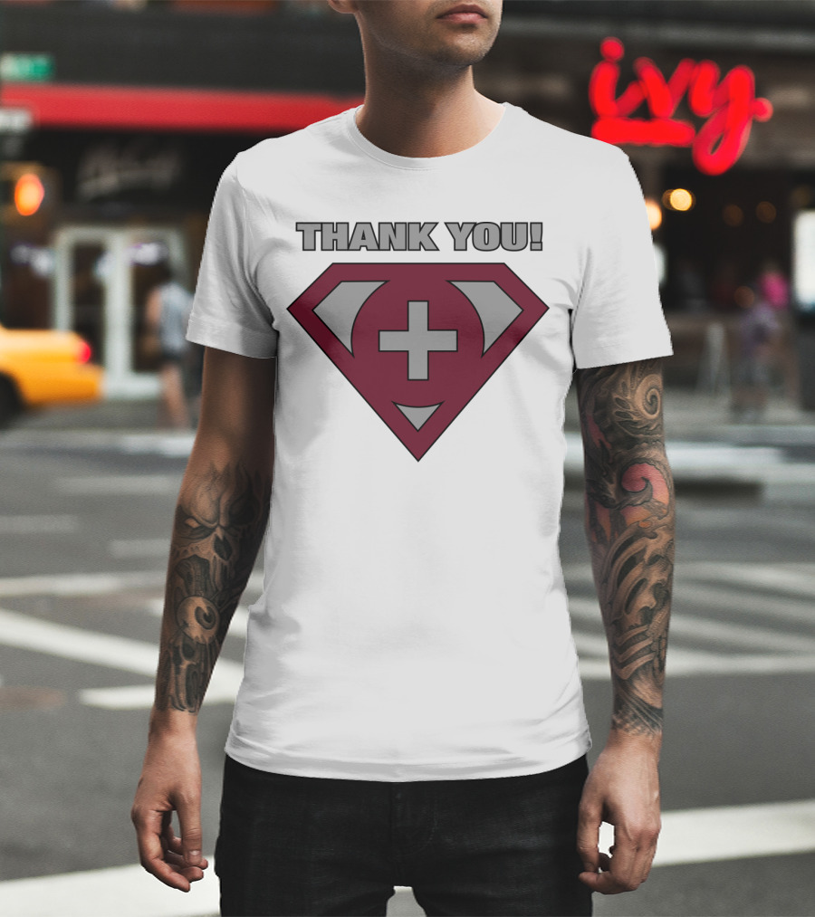 Thank You Superhero Symbol Plus Sign T-Shirt