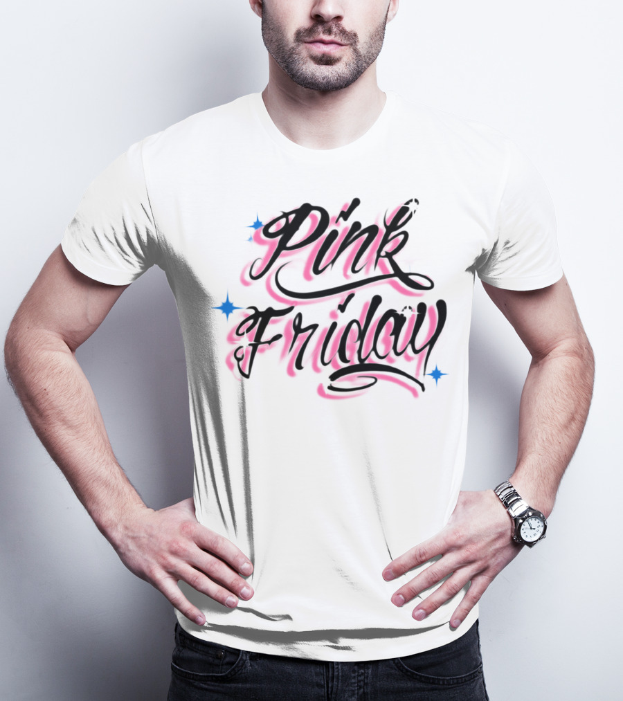 Pink Friday Retro Script With Star Accents T-Shirt
