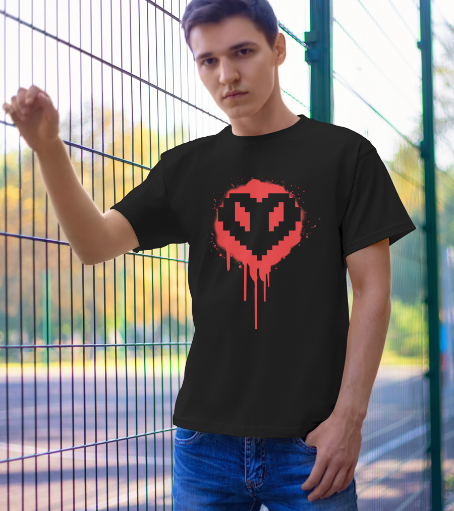 Philza1 Merch Dripping Pixel Heart T-Shirt