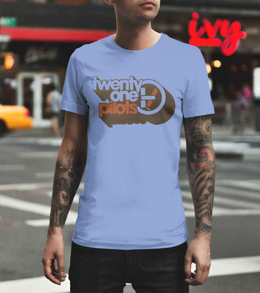 Twenty One Pilots Logo On Light Blue Background T-Shirt