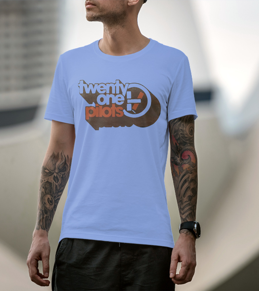 Twenty One Pilots Logo On Light Blue Background T-Shirt