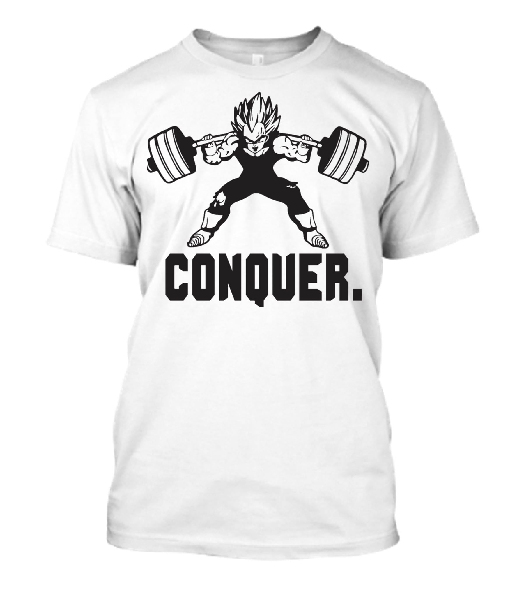 CONQUER Vegeta Squat Training Powerlifting Dragon Ball Fitness Motivation T-Shirt
