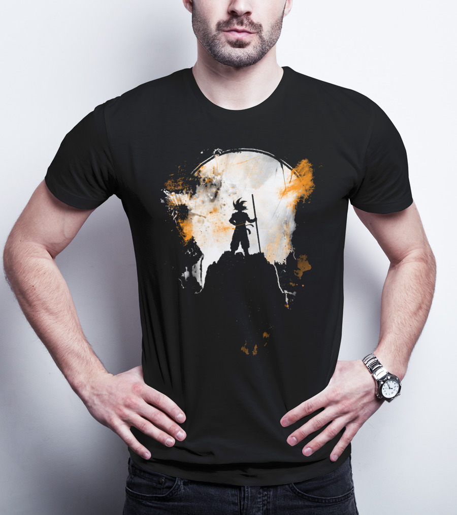 Grunge Moon Hero Dragon Warrior Silhouette Lunar Burst T-Shirt