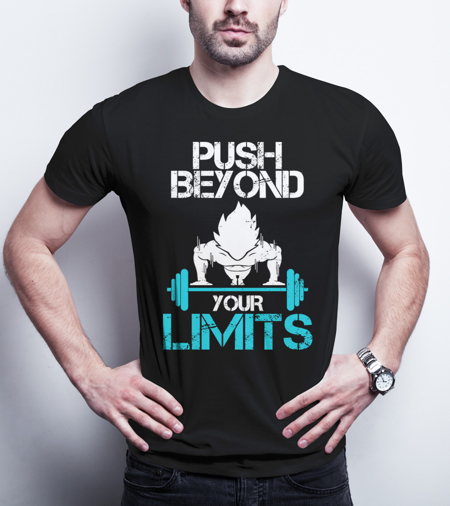 Push Beyond Your Limits Super Saiyan Goku Bench Press Power T-Shirt