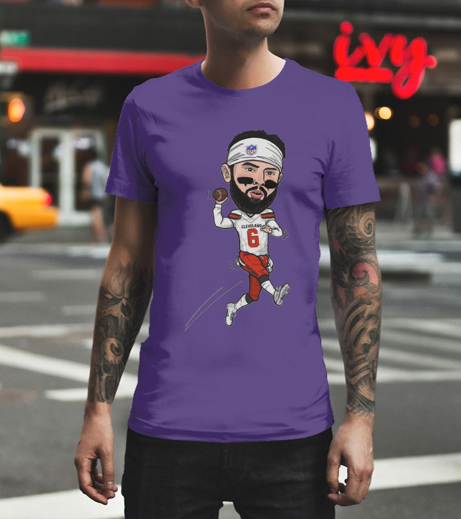 Baker Mayfield Cleveland Browns Football Cartoon Player Number 6 T-Shirt