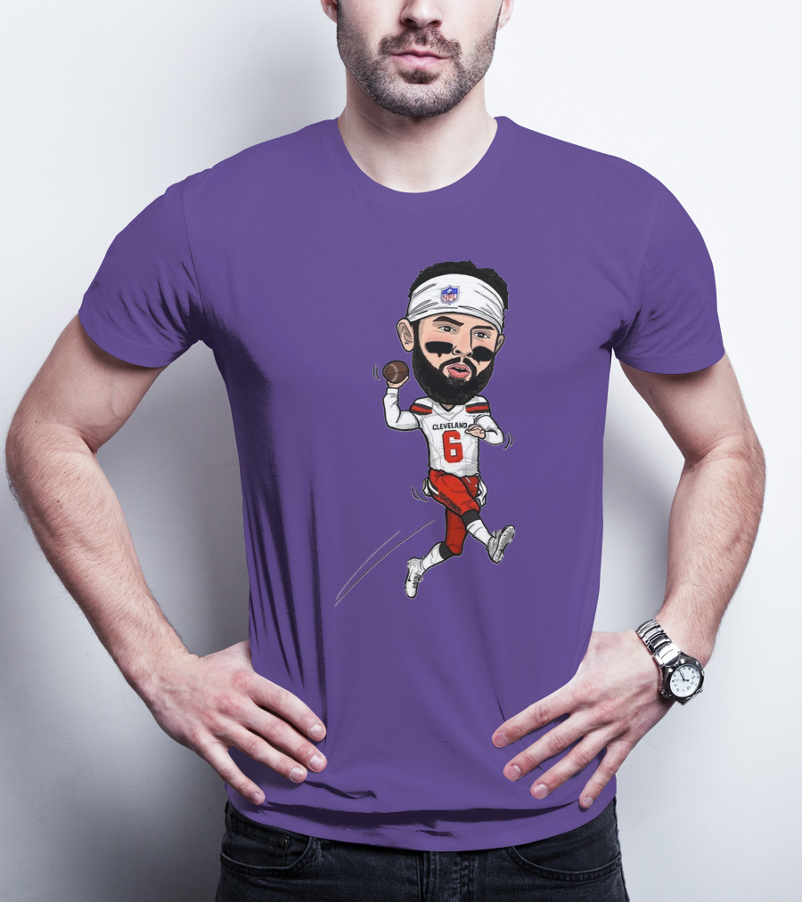 Baker Mayfield Cleveland Browns Football Cartoon Player Number 6 T-Shirt