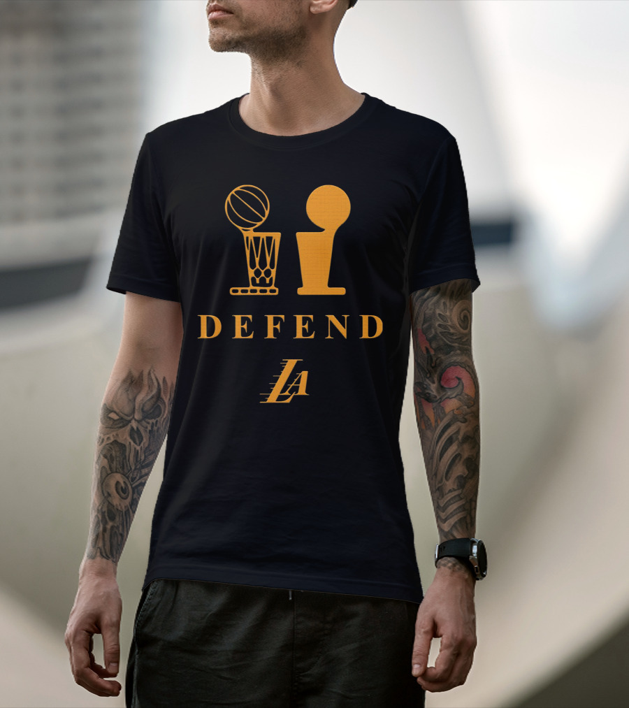 Lebron Lakers LA Defend Trophy Basketball T-Shirt