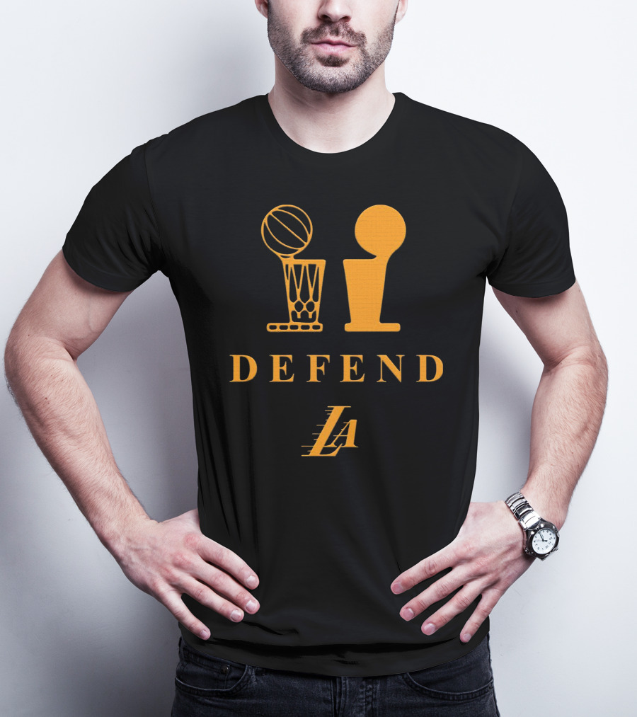 Lebron Lakers LA Defend Trophy Basketball T-Shirt