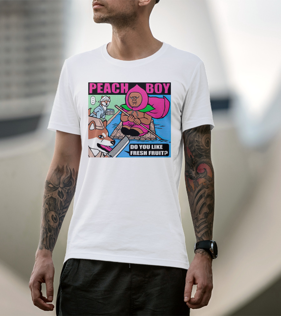 Peach Boy Do You Like Fresh Fruit Toru Owashi Manga-Style Adventure Rafting With Dog And Monkey T-Shirt