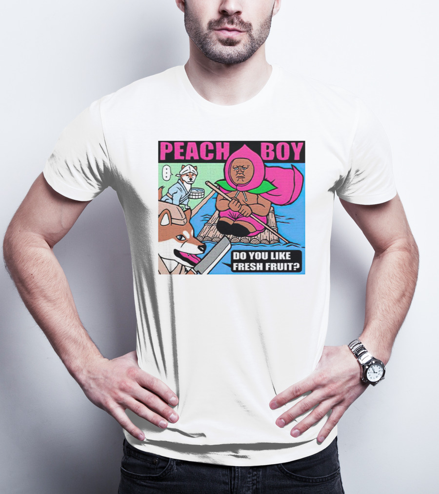 Peach Boy Do You Like Fresh Fruit Toru Owashi Manga-Style Adventure Rafting With Dog And Monkey T-Shirt