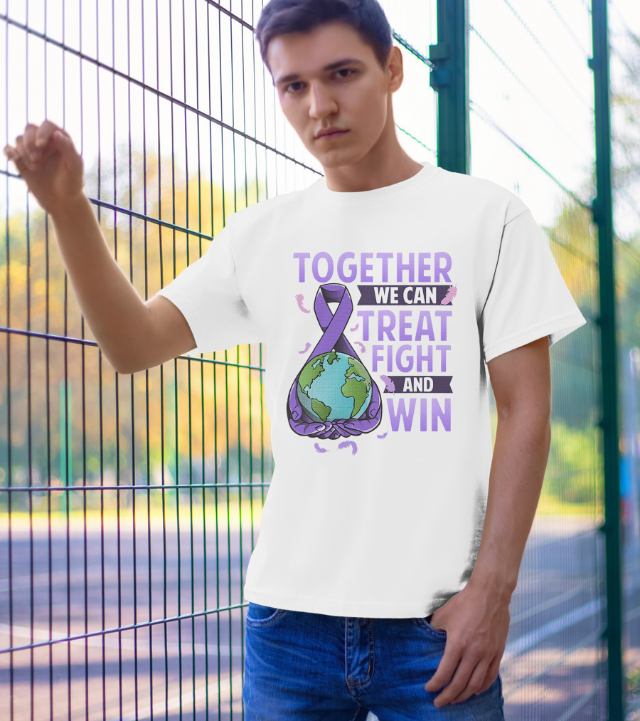 Together We Can Treat Fight And Win World Cancer Day Awareness Fight Against Cancer T-Shirt