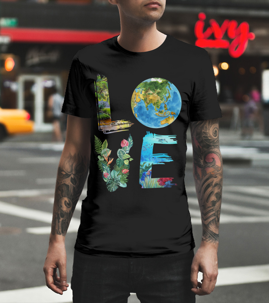 Love The Earth Kids Teacher Earth Day Everyday Environment Nature-Inspired Earth Elements T-Shirt