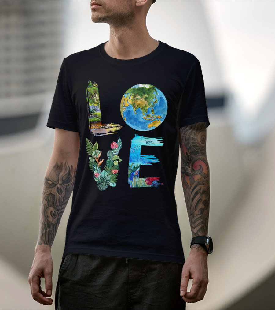 Love The Earth Kids Teacher Earth Day Everyday Environment Nature-Inspired Earth Elements T-Shirt