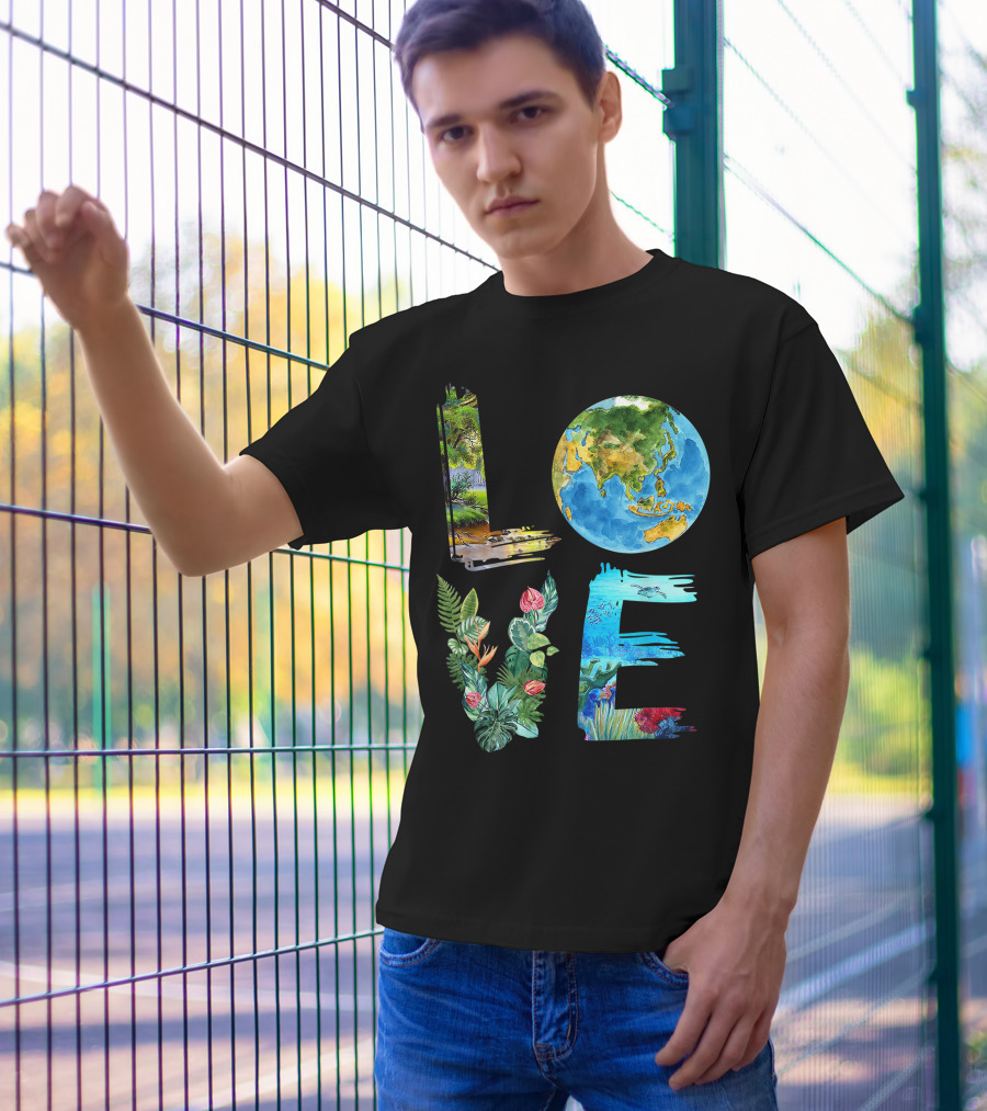 Love The Earth Kids Teacher Earth Day Everyday Environment Nature-Inspired Earth Elements T-Shirt