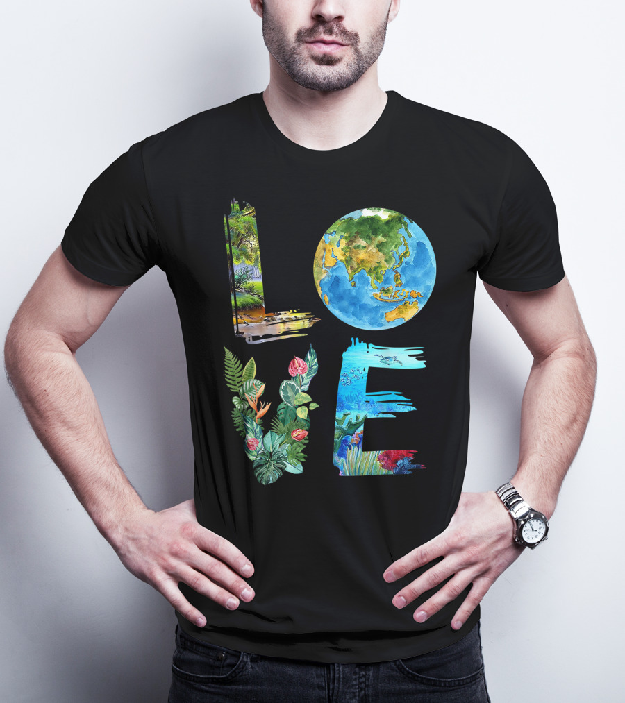 Love The Earth Kids Teacher Earth Day Everyday Environment Nature-Inspired Earth Elements T-Shirt