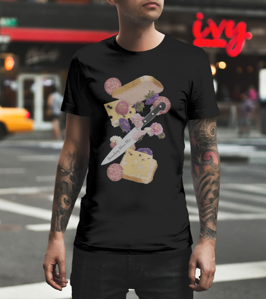 Something About Her Floral Cheese And Bread T-Shirt