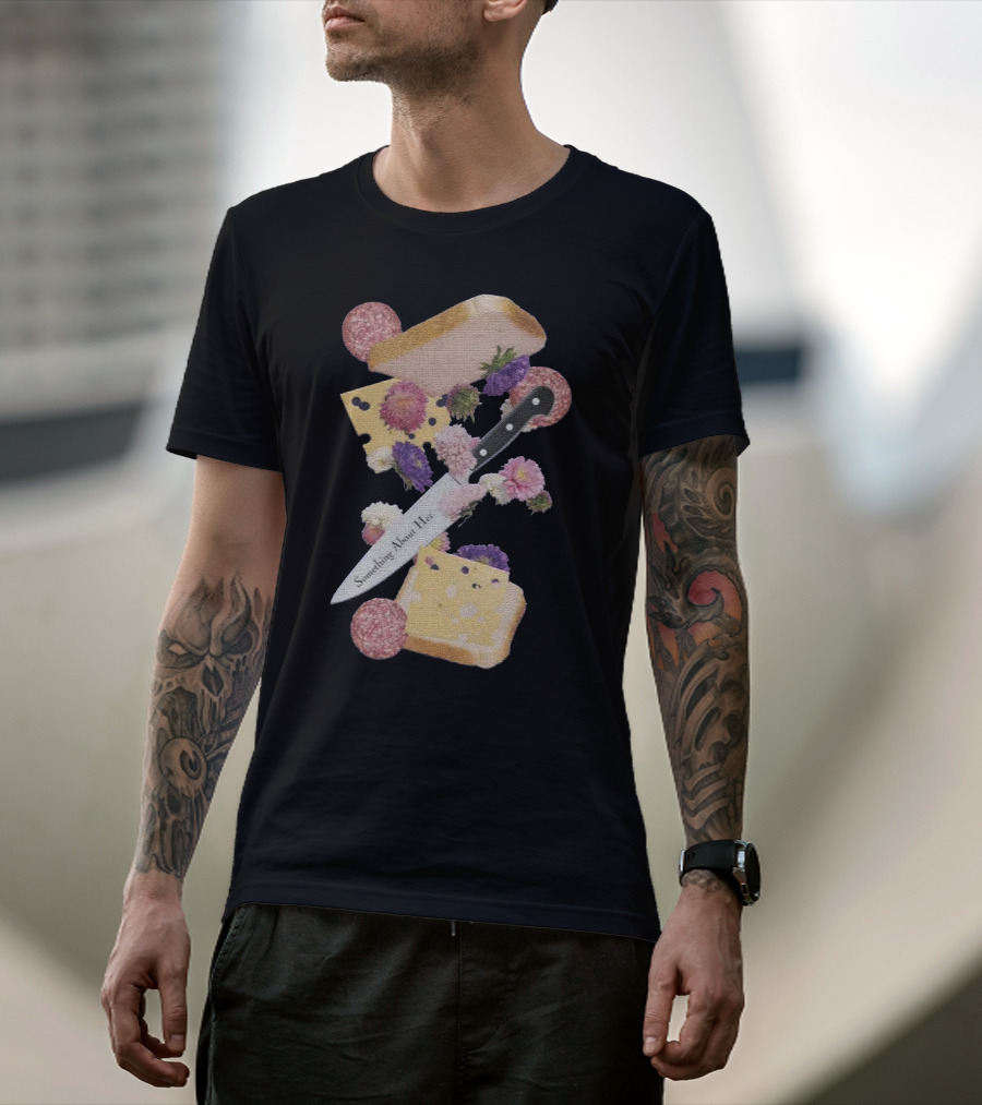 Something About Her Floral Cheese And Bread T-Shirt
