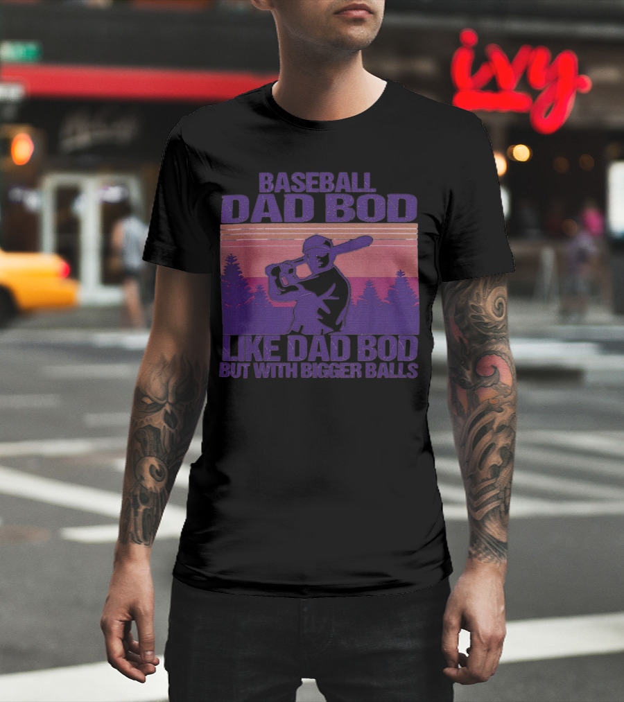 Baseball Dad Bod Like Dad Bod But With Bigger Balls Vintage Sunset Batter T-Shirt