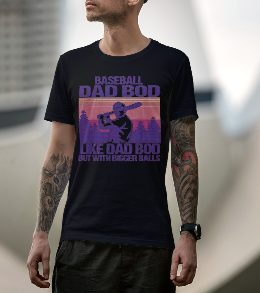 Baseball Dad Bod Like Dad Bod But With Bigger Balls Vintage Sunset Batter T-Shirt