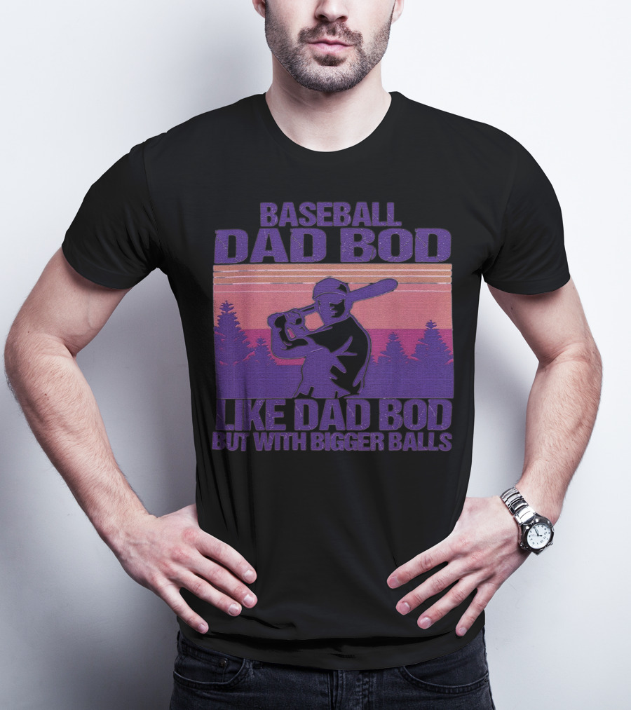 Baseball Dad Bod Like Dad Bod But With Bigger Balls Vintage Sunset Batter T-Shirt