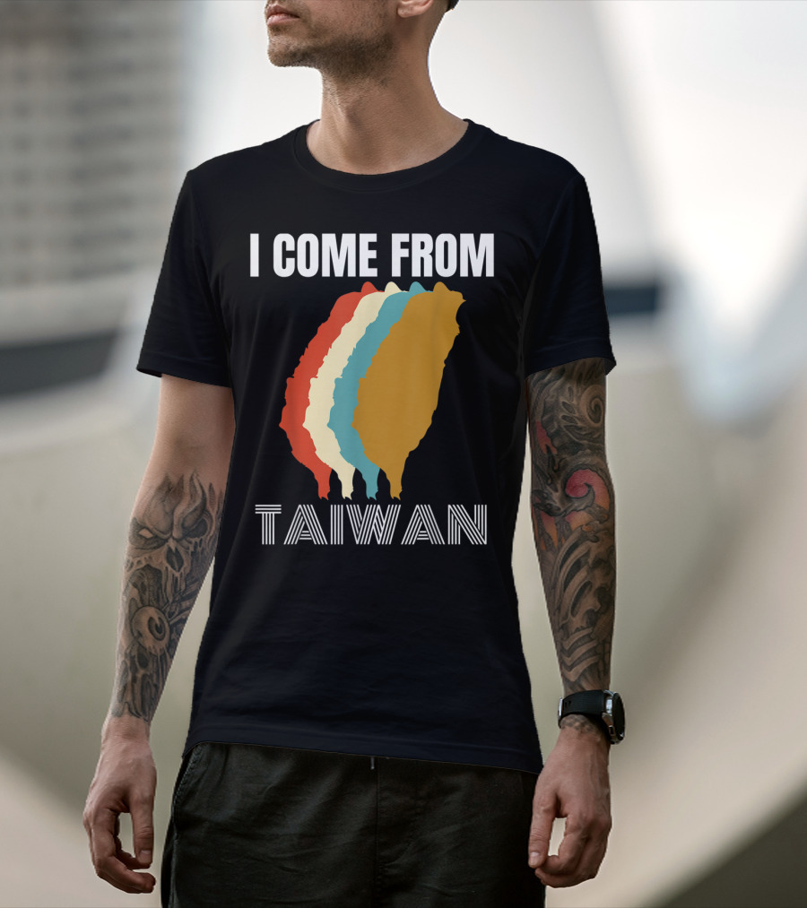 I Come From Taiwan Colorful Silhouette Map T-Shirt