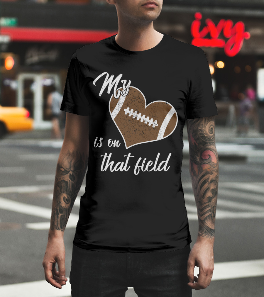 My Heart Is On That Field Football Grandparent T-Shirt