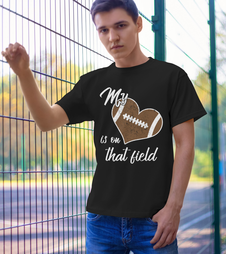 My Heart Is On That Field Football Grandparent T-Shirt