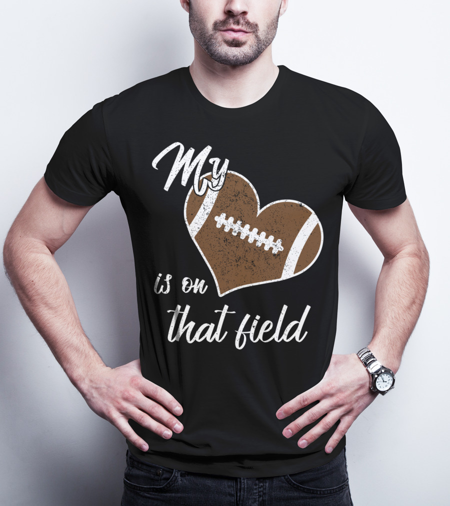 My Heart Is On That Field Football Grandparent T-Shirt