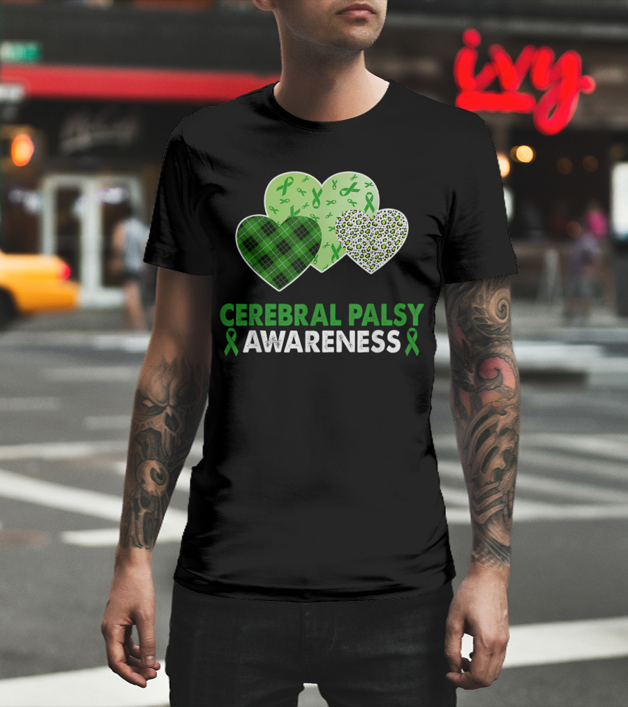 Cerebral Palsy Awareness Heart Leopard Plaid T-Shirt