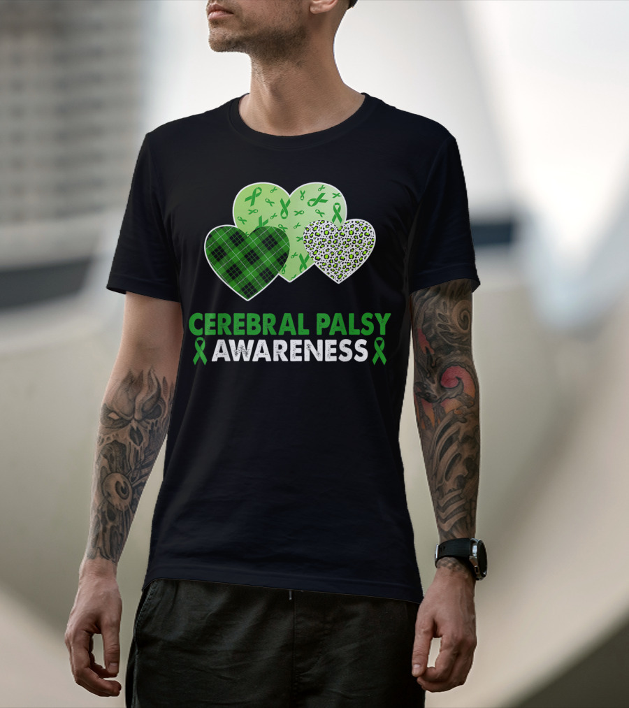 Cerebral Palsy Awareness Heart Leopard Plaid T-Shirt