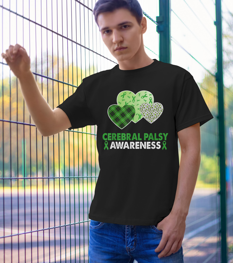 Cerebral Palsy Awareness Heart Leopard Plaid T-Shirt