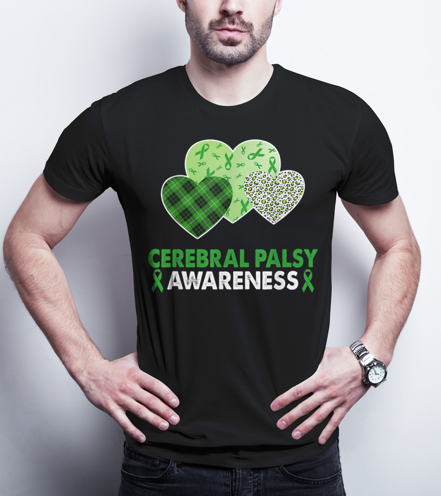 Cerebral Palsy Awareness Heart Leopard Plaid T-Shirt