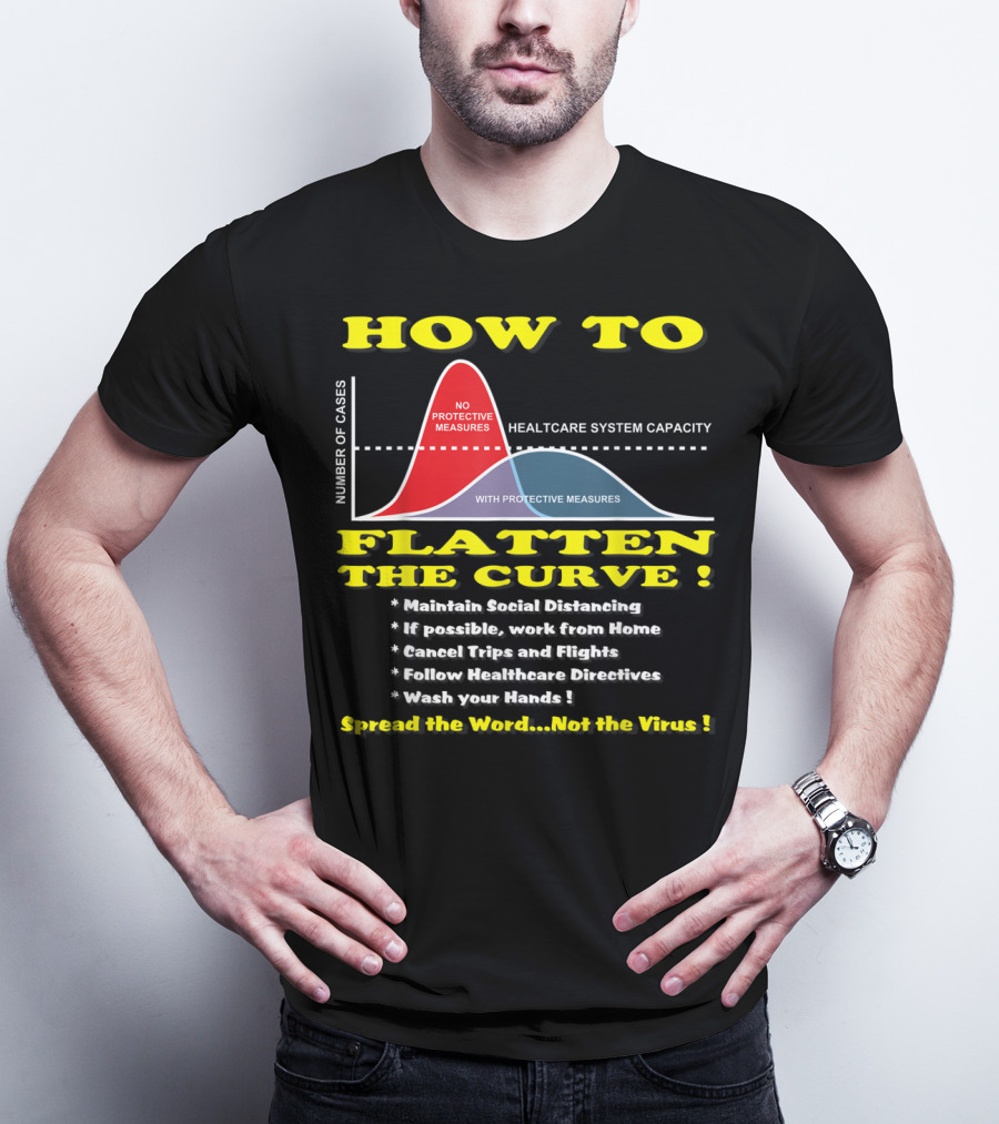 How To Flatten The Curve Maintain Social Distancing Spread The Word Not The Virus Healthcare System Capacity T-Shirt