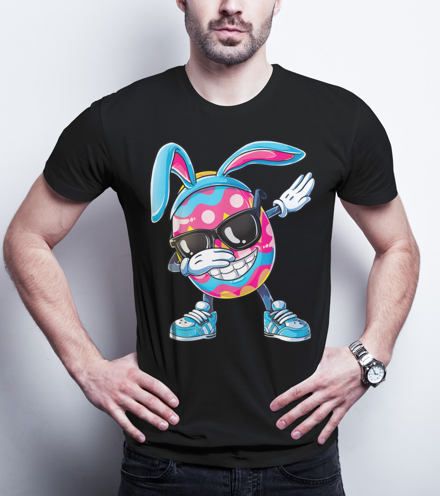Dabbing Easter Egg With Bunny Ears And Sunglasses T-Shirt