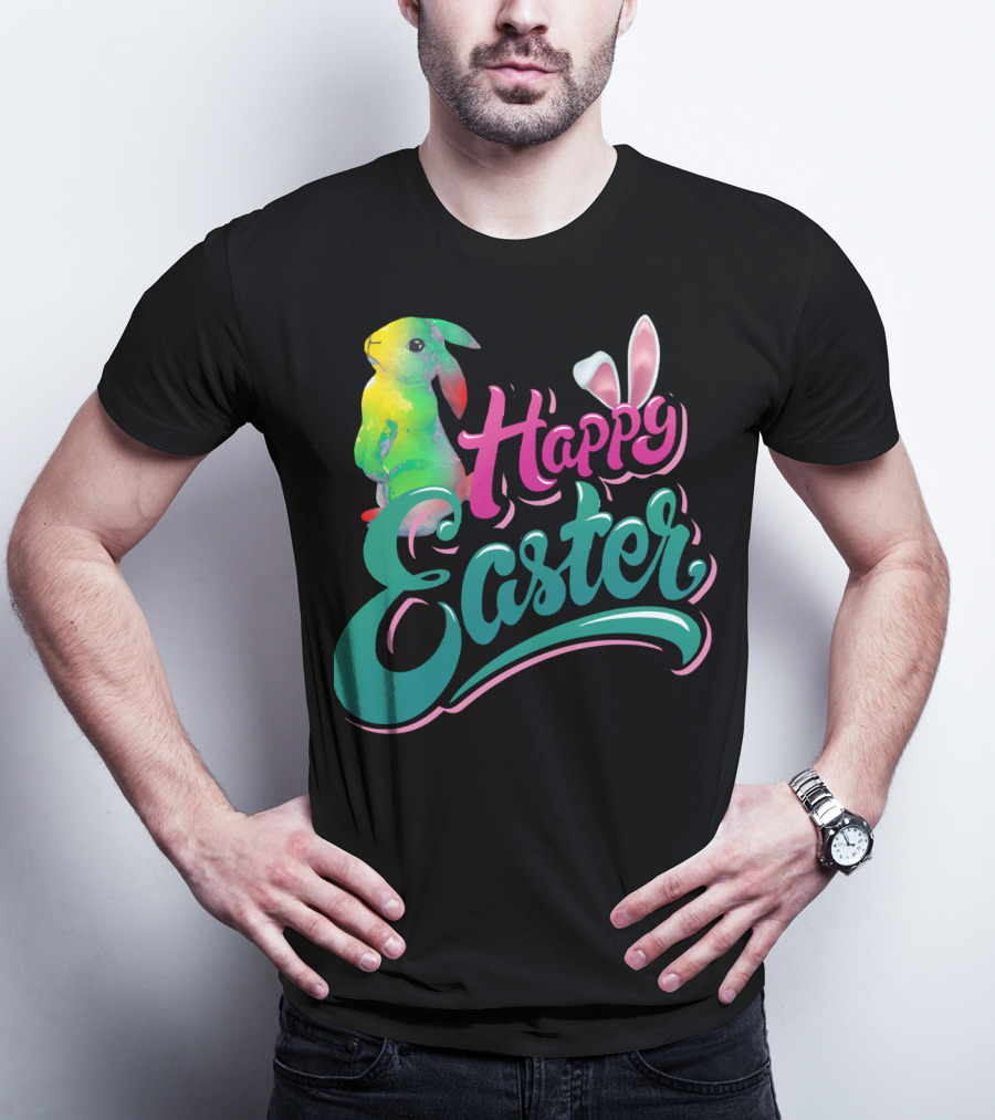 Happy Easter Watercolor Bunny Vibrant T-Shirt