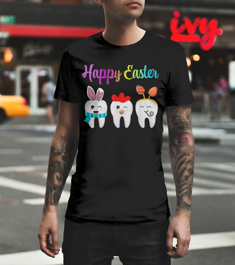 Happy Easter Tooth Bunny Chick Rabbit Eggs T-Shirt