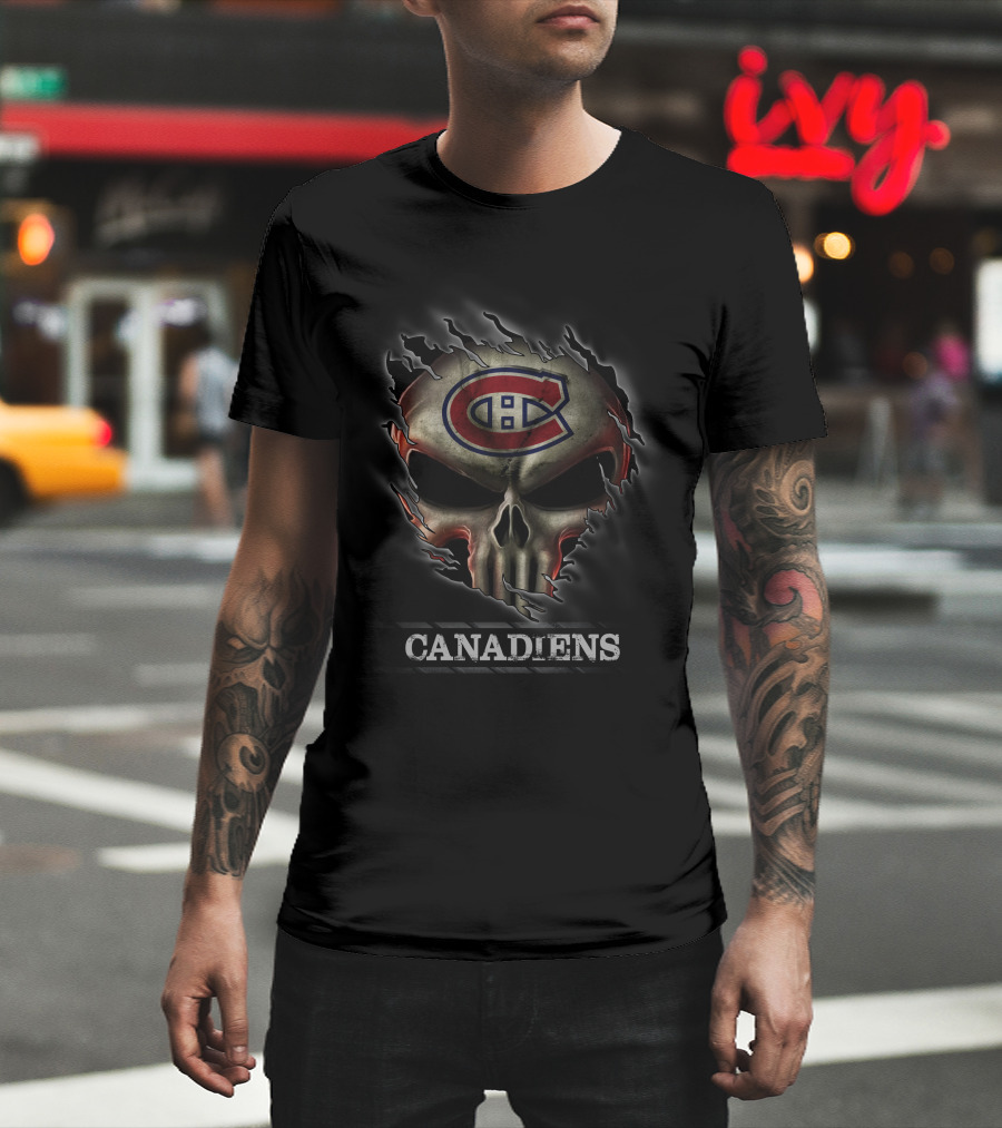 Skull Canadiens Montreal Hockey T-Shirt