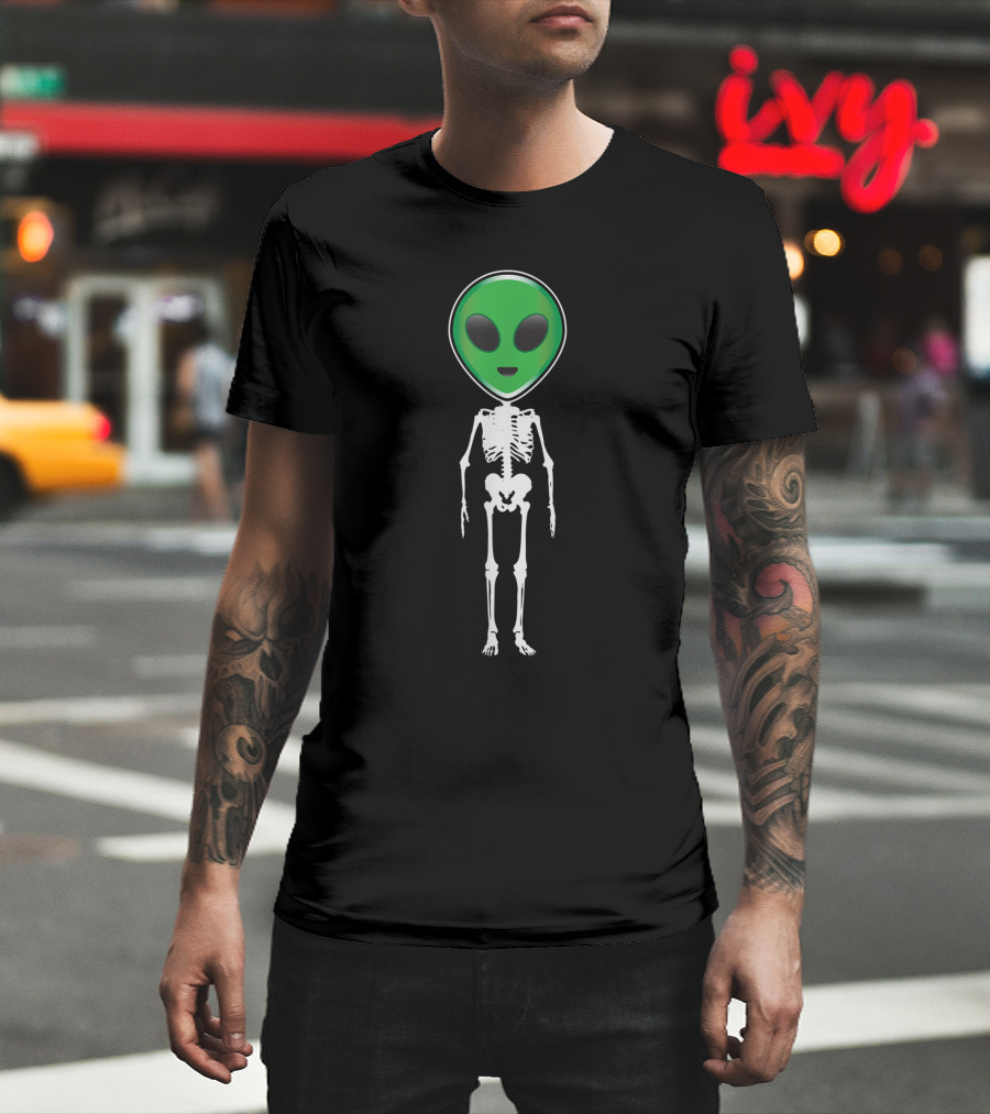 Alien Skeleton With Green Head T-Shirt