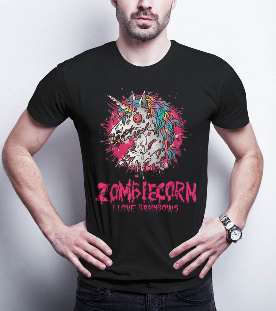 Zombicorn I Love Brainbows Halloween Gothic T-Shirt