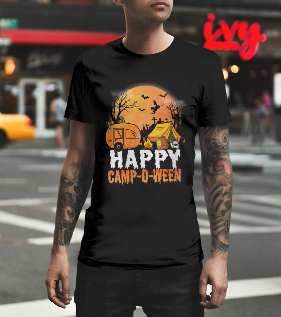 Happy Camp O Ween Halloween Pumpkin Camping Spooky Night T-Shirt