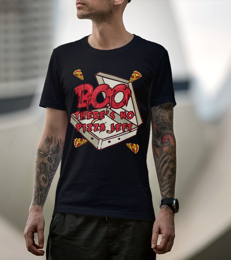 BOO Pizza Box Surprise There's No Pizza Left Scattered Slices T-Shirt